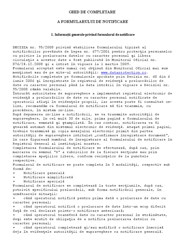 GHID de COMPLETARE-operator de Date Cu Caracter Personal | PDF