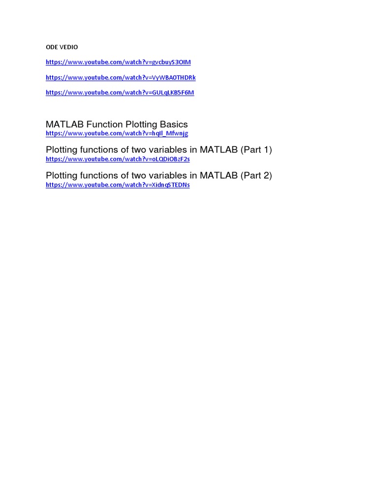 Matlab Function Plotting Basics Ode Vedio Pdf