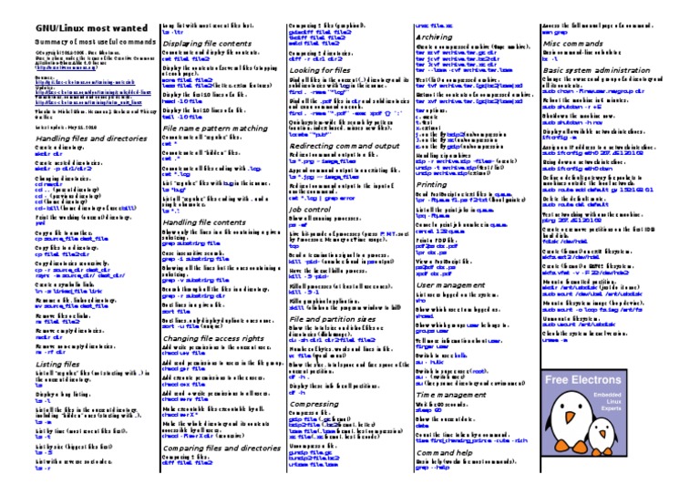 GNU/Linux Most Wanted: Summary of Most Useful Commands | PDF | Zip ...