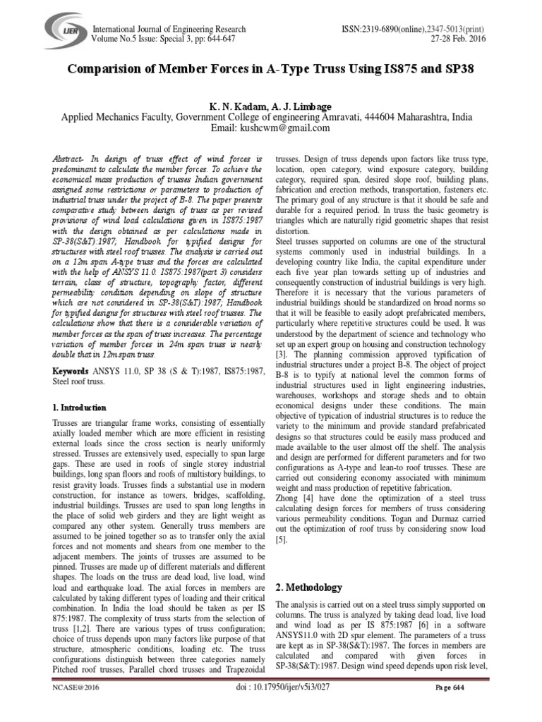 Comparison of Sp38-Is875 Truss Weights 11 PDF | PDF | Truss | Engineering