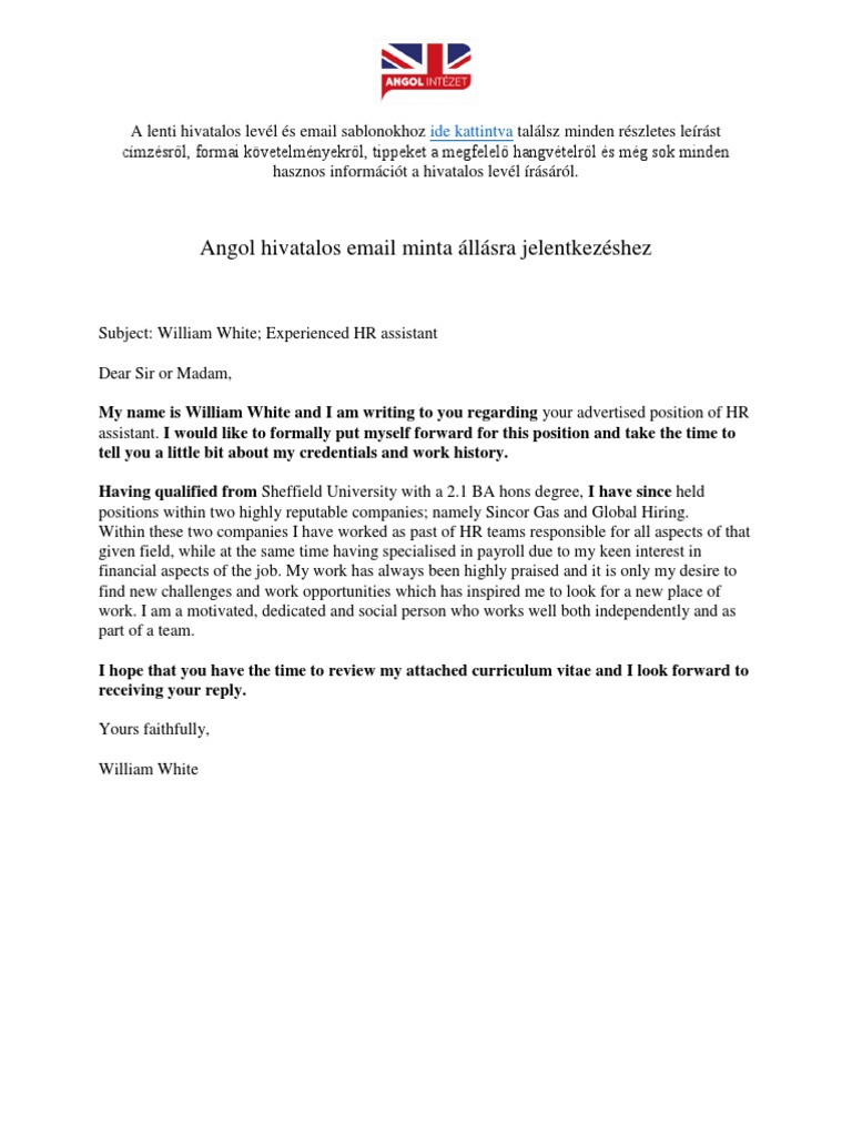 Útmutató Angol Hivatalos Levél És Email Írásához 5 Minta Levéllel Angol ...