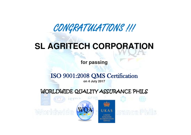 Congratulations !!!: SL Agritech Corporation | PDF