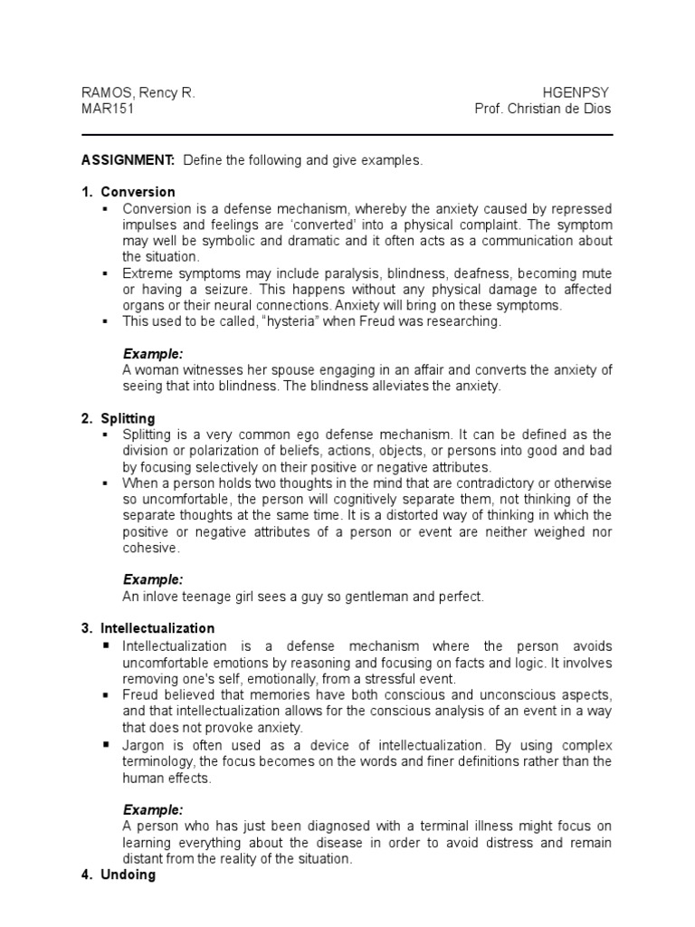 Other Types of Defense Mechanism (Personality) | PDF | Defence ...