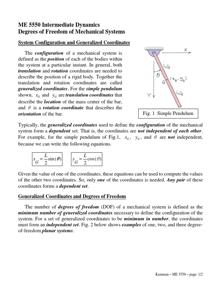 Me 555 Degrees of Freedom | PDF | Theoretical Physics | Mechanical ...