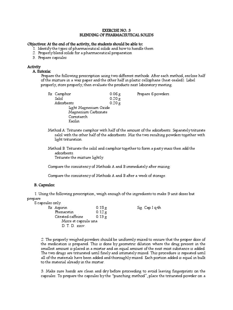 Exer 3 in Phy Pharm | PDF | Powder (Substance) | Pharmaceutical Drug