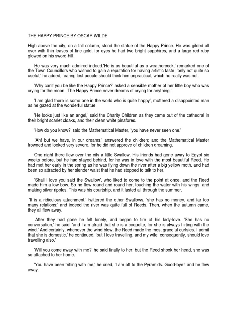 The Happy Prince | PDF | Oscar Wilde | The Happy Prince And Other Tales