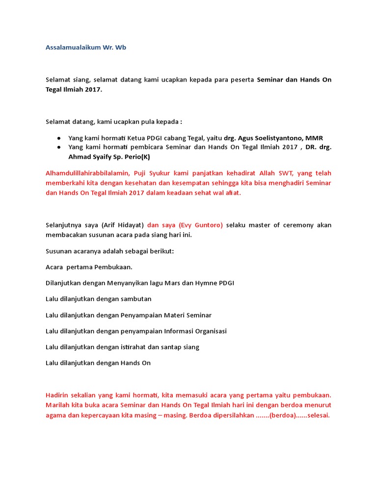 Teks MC Seminar | PDF