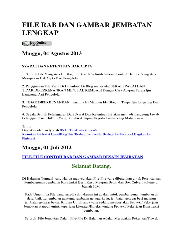 File Rab Dan Gambar Jembatan Lengkap | PDF