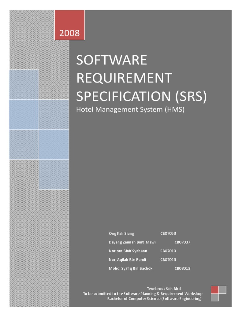 Software Requirement Specification (SRS) : Hotel Management System (HMS ...
