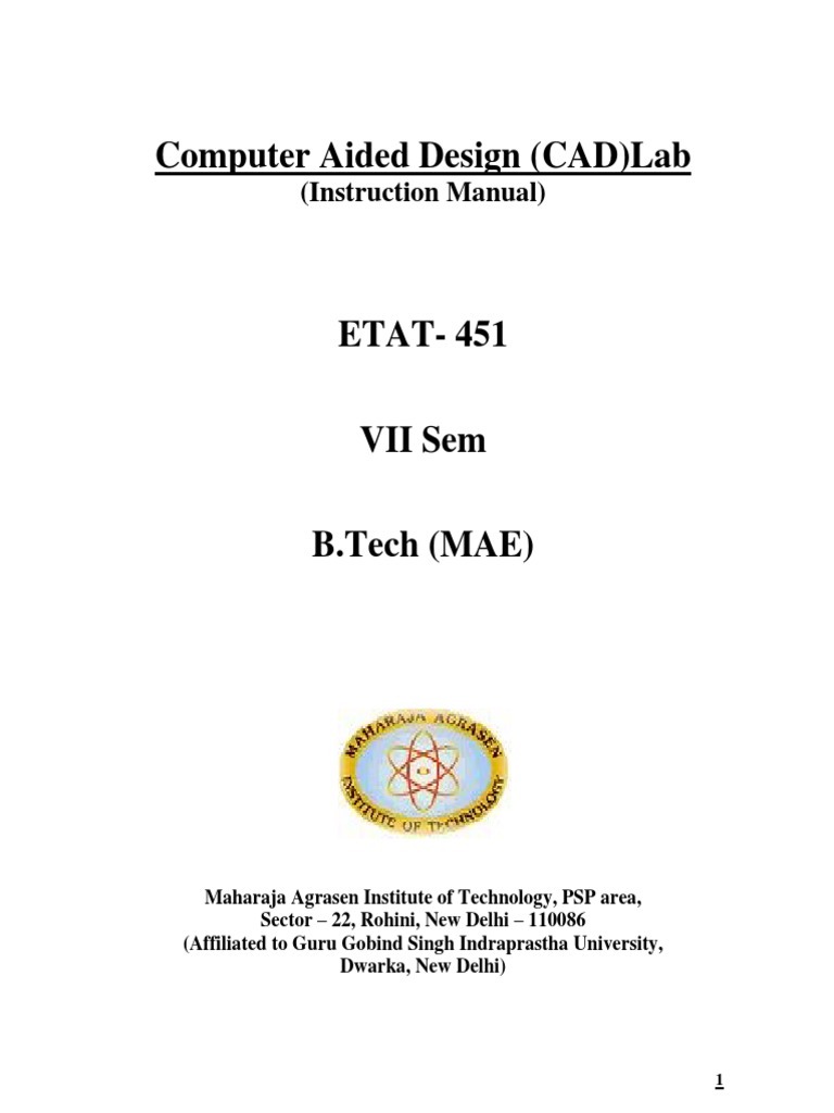 CAD Lab Instruction Manual for B.Tech | PDF | Computer Aided Design ...