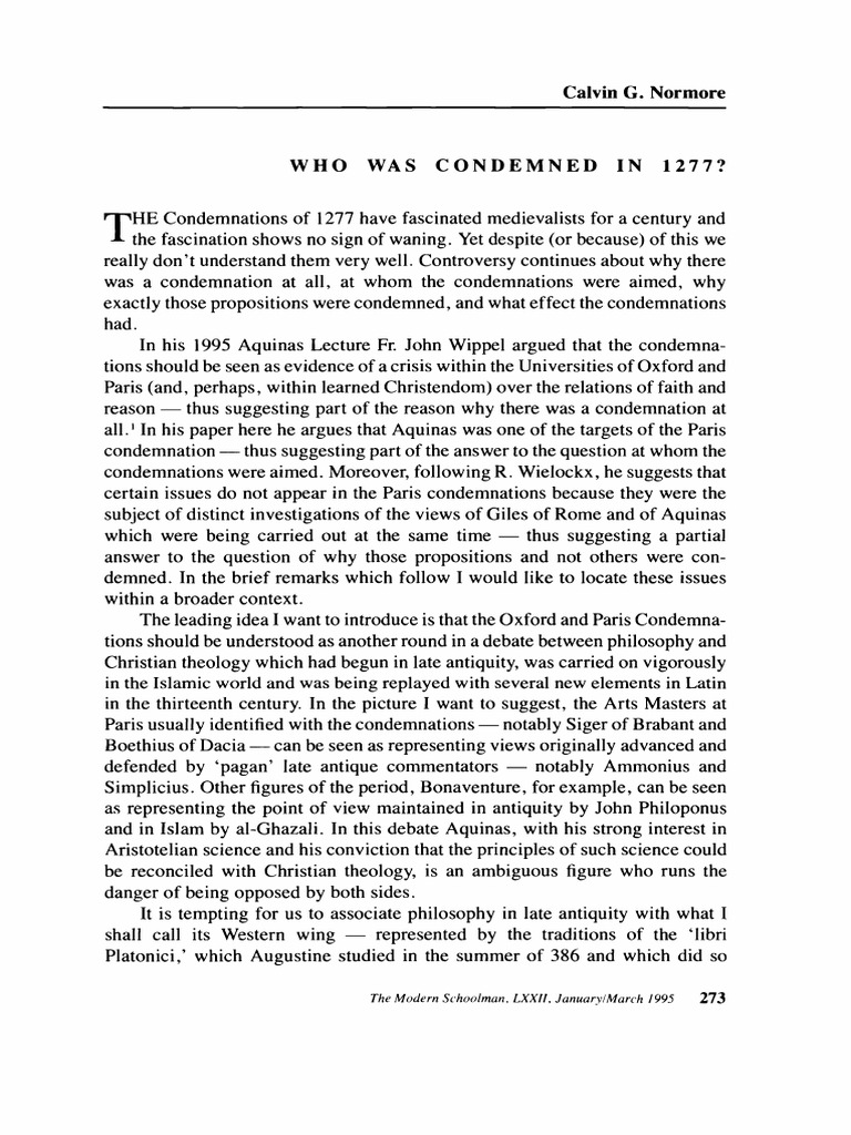 Calvin G - Normore: The Modern Schoolman, LXXII, January/March 1995 273 ...