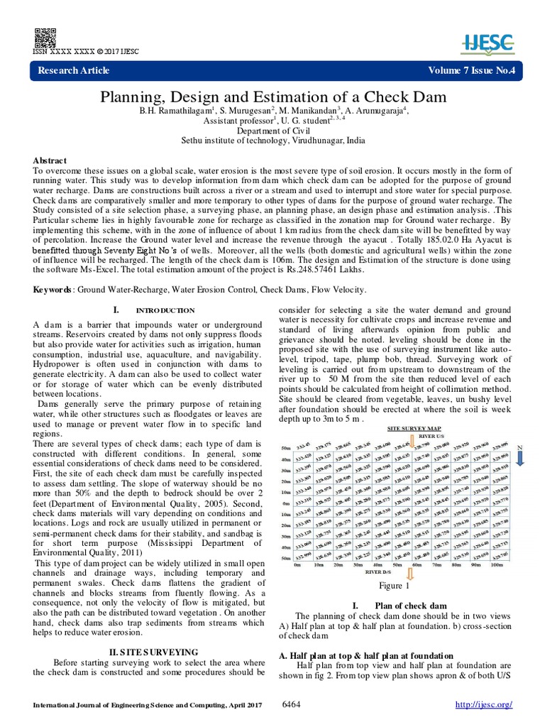 Civil Planning, Design and Estimation of A Check Dam | PDF | Dam ...