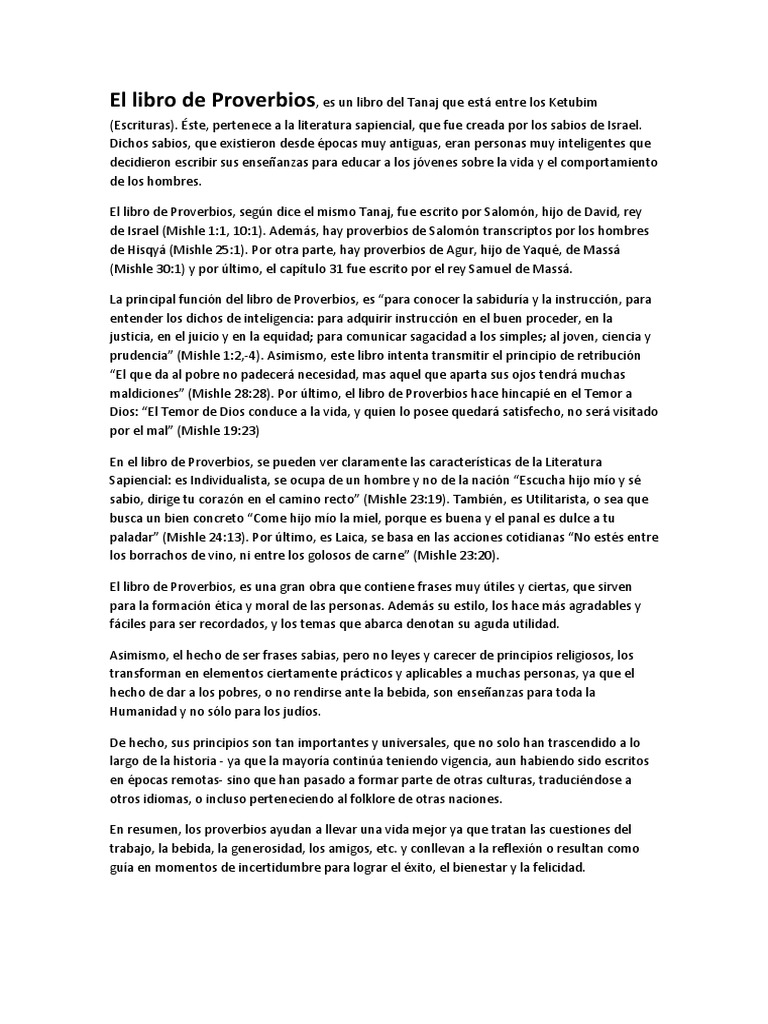 El Libro de Proverbios | Descargar gratis PDF | Libro de proverbios ...