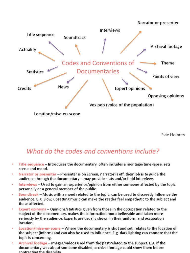 Codes and Conventions of Documentaries | PDF | Documentary Film | Expert