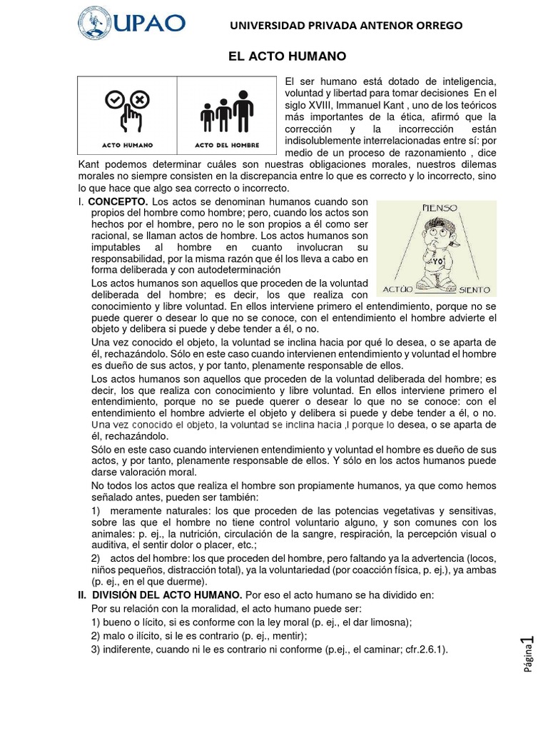El Acto Humano | PDF | Moralidad | Libertad