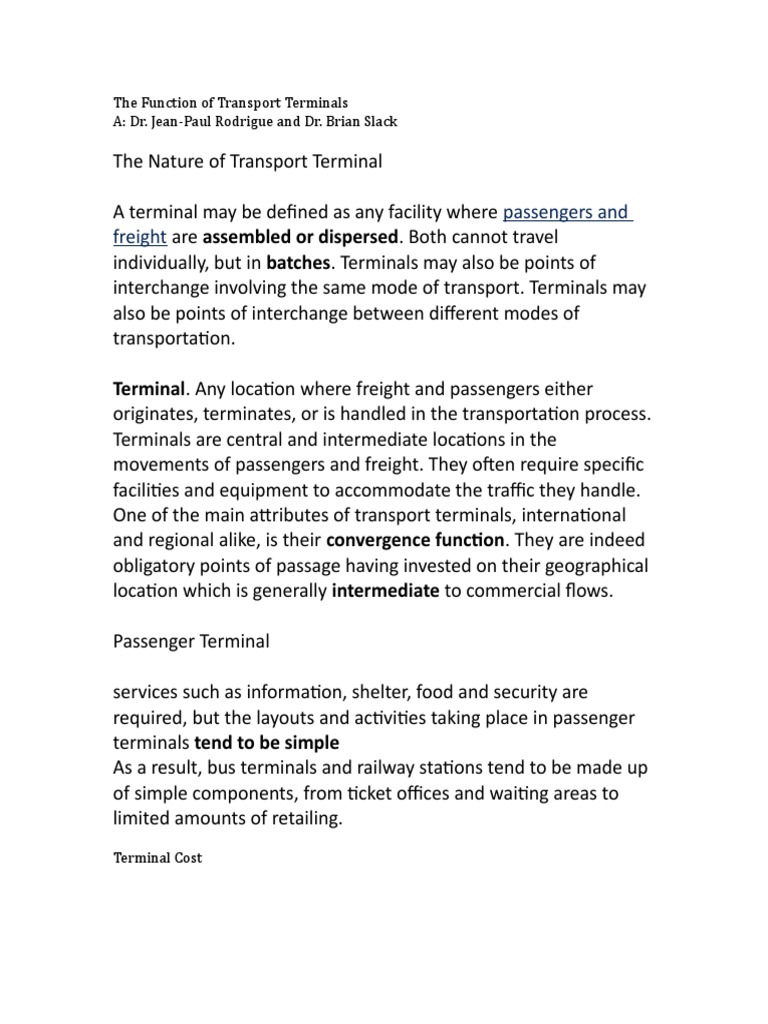 The Function of Transport Terminals | PDF | Train Station | Cargo