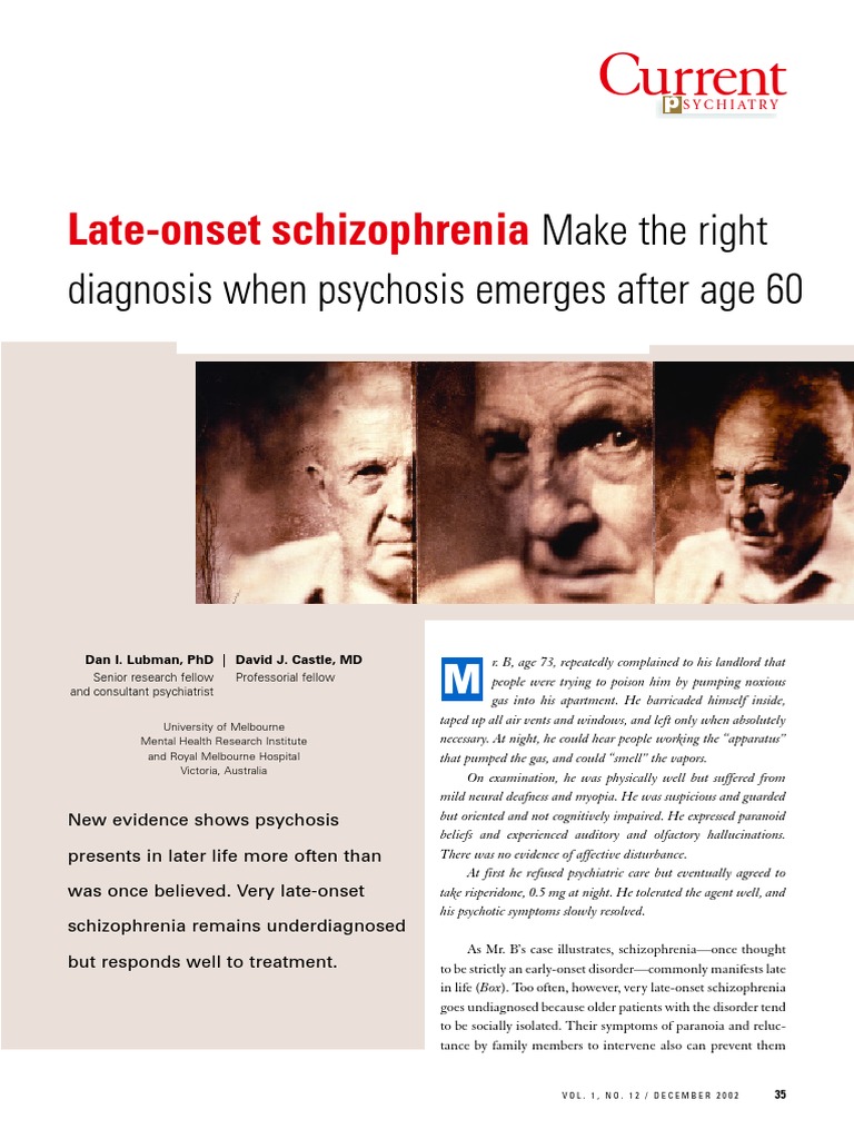Late Onset Schizophrenia | PDF | Schizophrenia | Antipsychotic