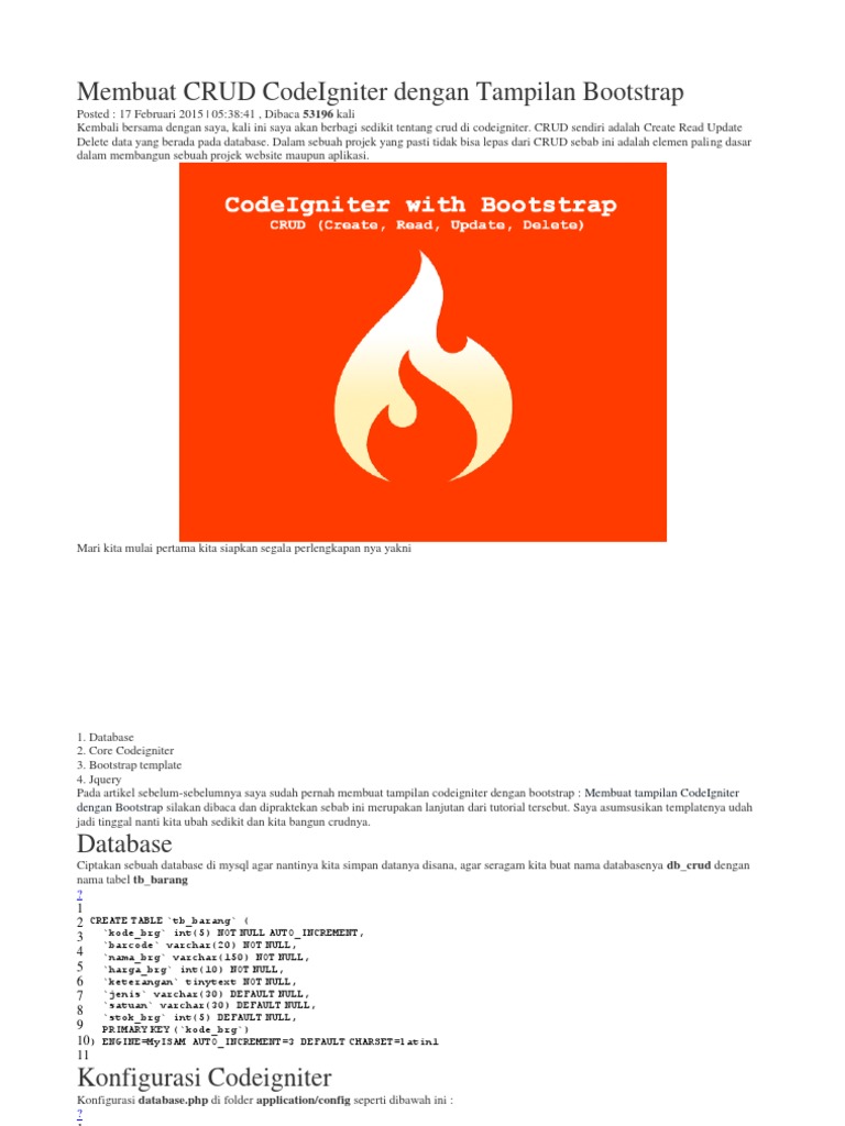 CRUD CodeIgniter dengan Bootstrap | PDF