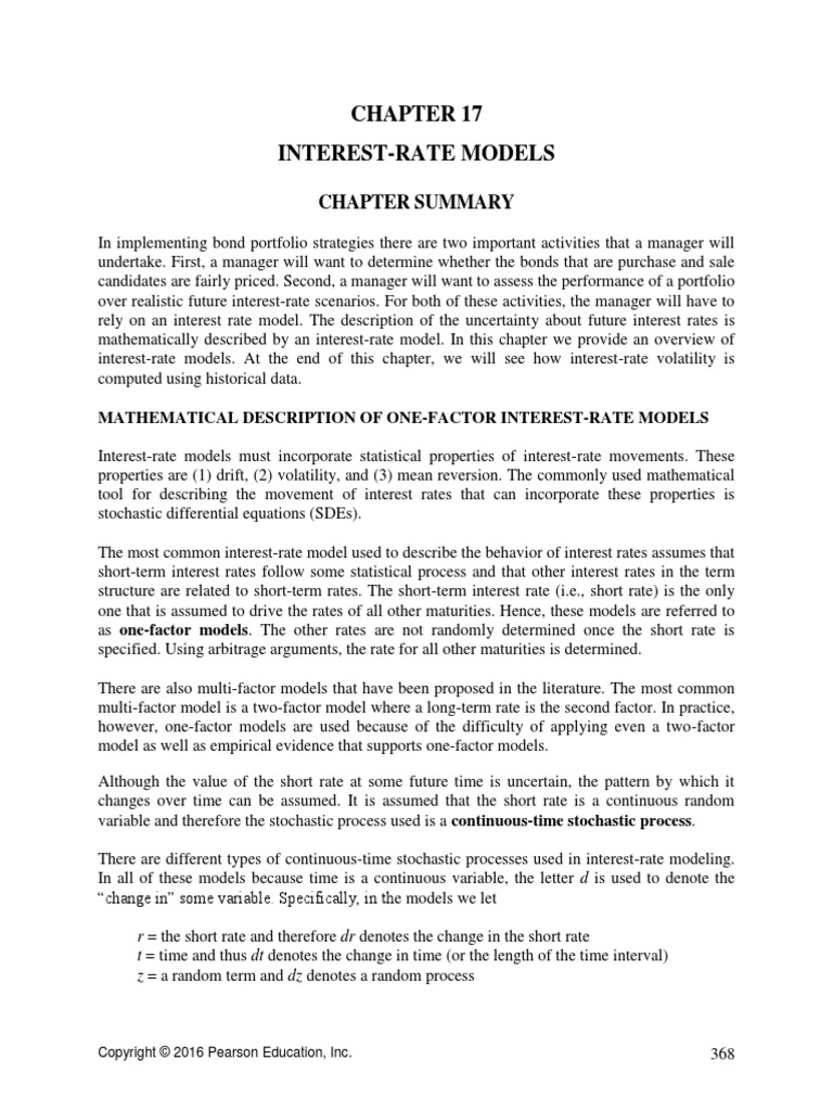 Interest-Rate Models: Chapter Summary | PDF | Volatility (Finance ...
