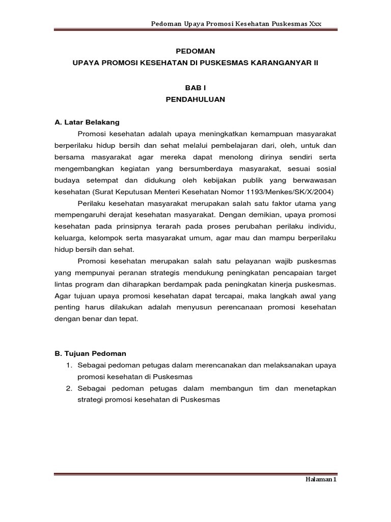 2 Pedoman Upaya Promosi Kesehatan | PDF | Karier & Perkembangan | Pengembangan Diri