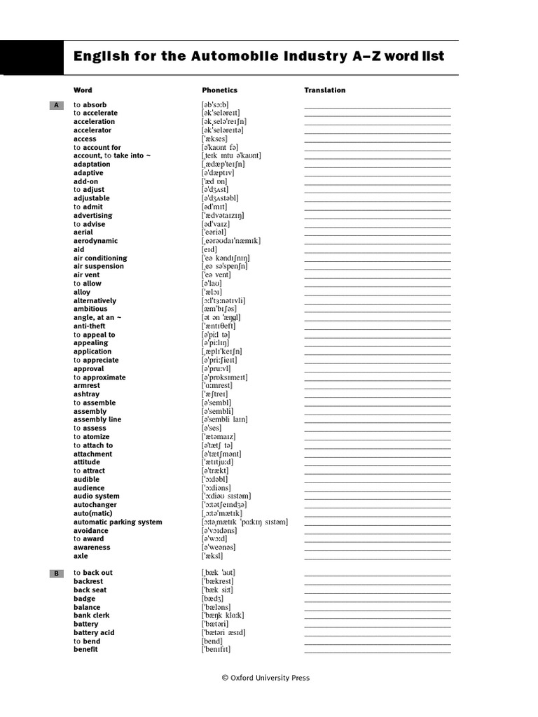 Auto Word List PDF | PDF | Vehicles | Car Body Styles