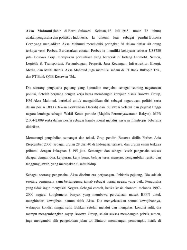 Biografi Aksa Mahmud | PDF
