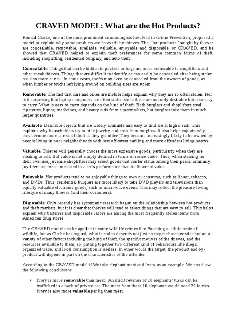 CRAVED Model Explains Hot Products for Theft | PDF | Theft | Burglary