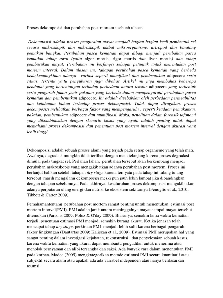 Proses Dekomposisi Dan Perubahan Post | PDF