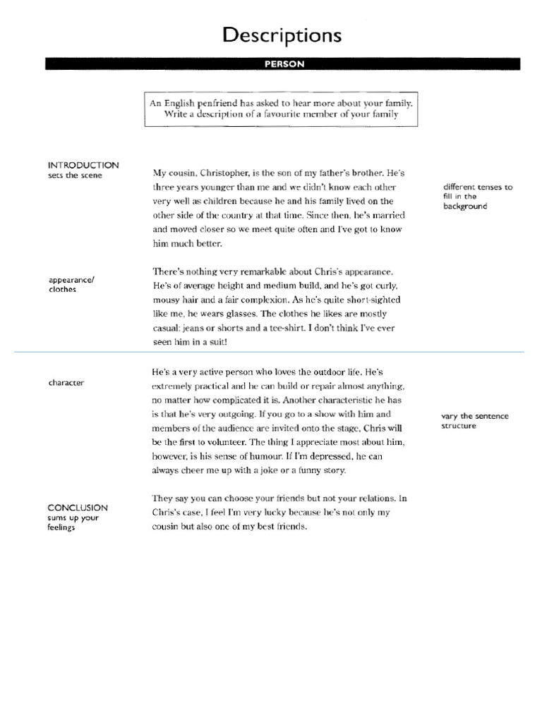 Description of A Person Sample | PDF