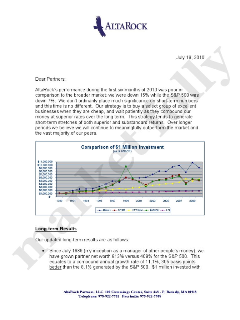AltaRock Partners 2010 Performance Review | PDF | Yield (Finance ...