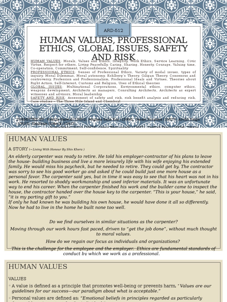 Human Values, Professional Ethics, Global Issues | PDF | Value (Ethics) | Morality