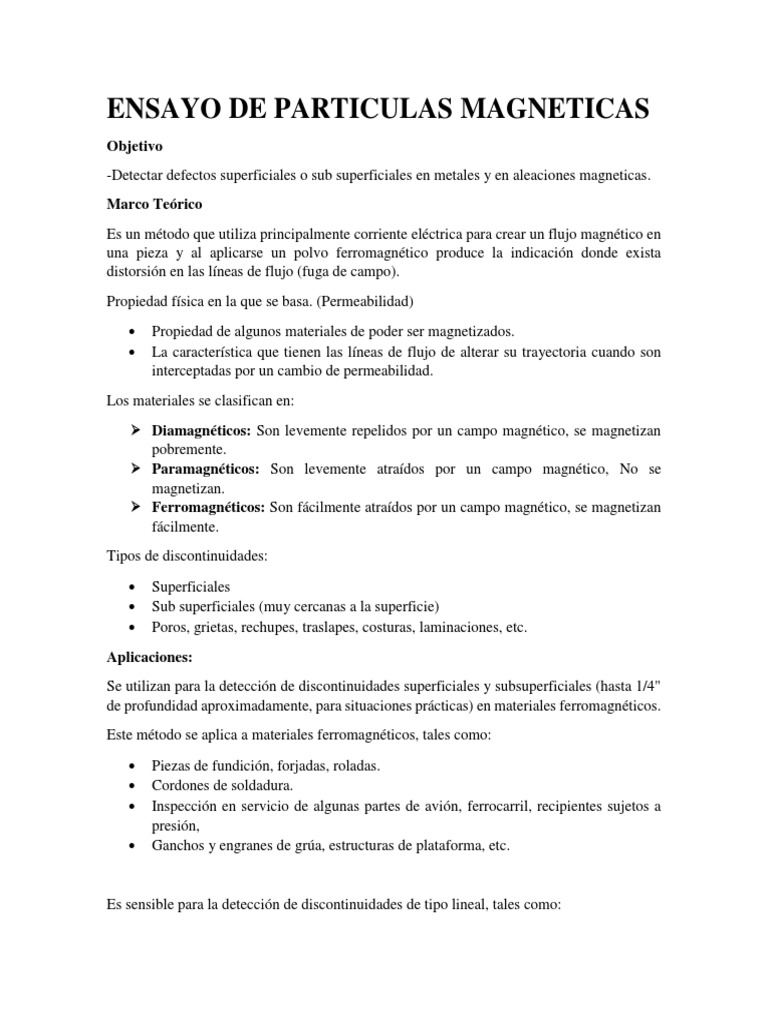 Ensayo de Particulas Magneticas | PDF | Campo magnético | Corriente eléctrica