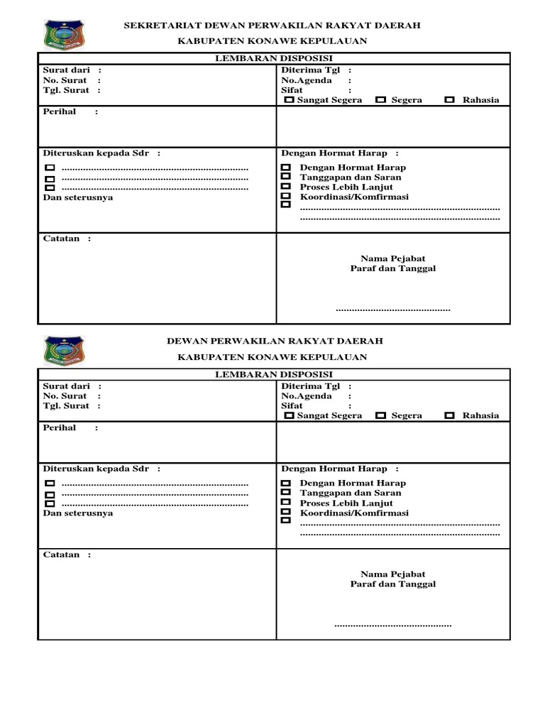 Lembaran Disposisi | PDF