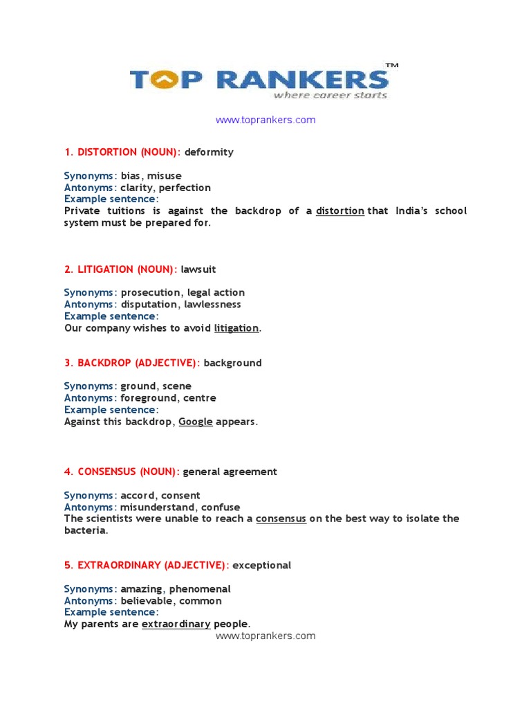 Distortion (Noun) :: Synonyms: Antonyms: Example Sentence | PDF