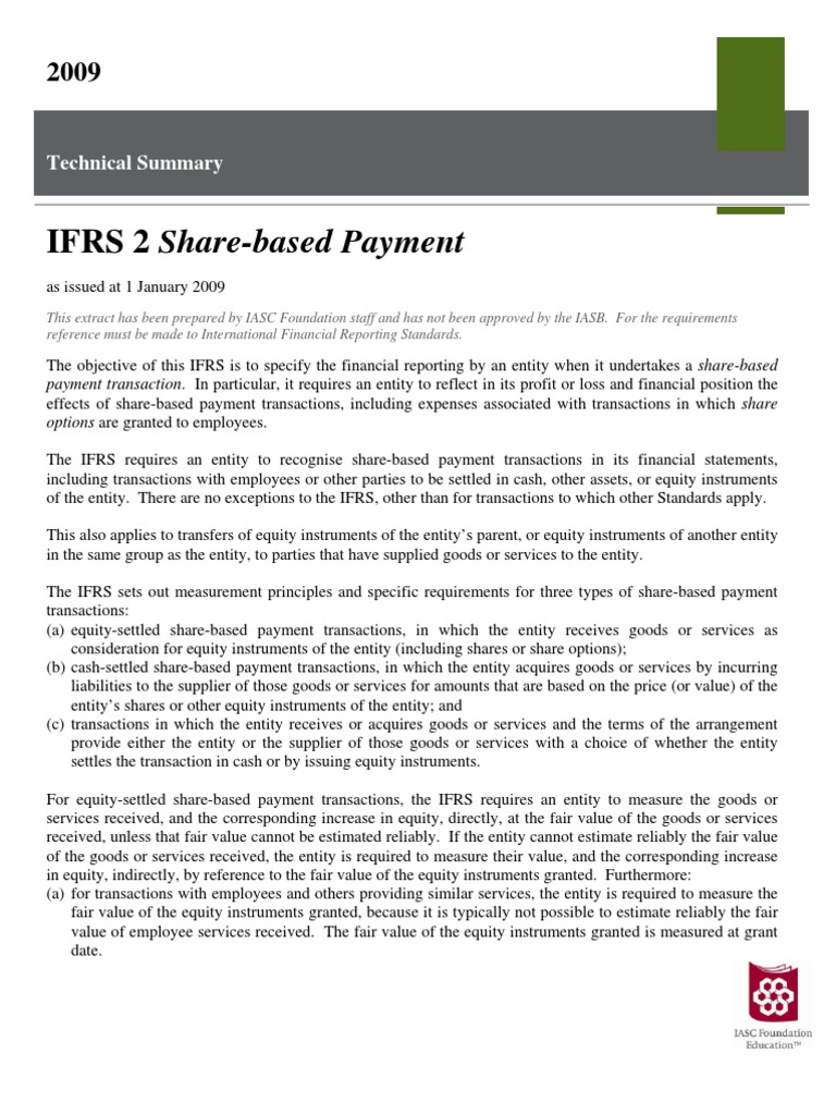 IFRS 2 Share-Based Payment: Technical Summary | Download Free PDF ...