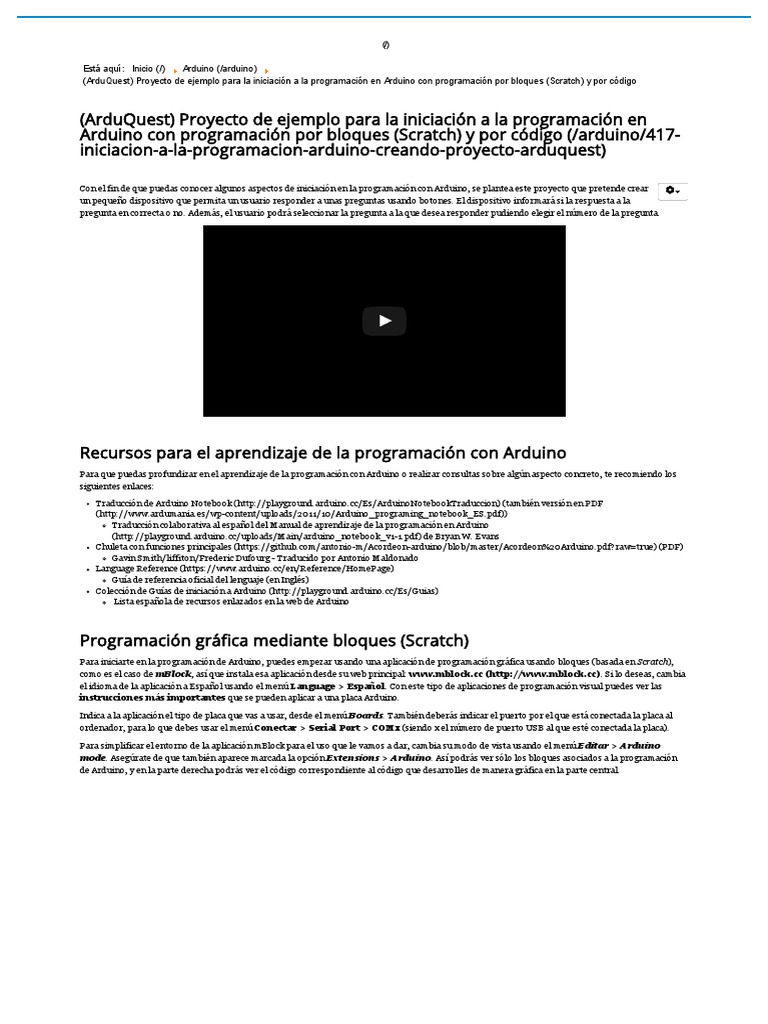 Arduquest en Funcionamiento | PDF | Arduino | Scratch (lenguaje de programación)