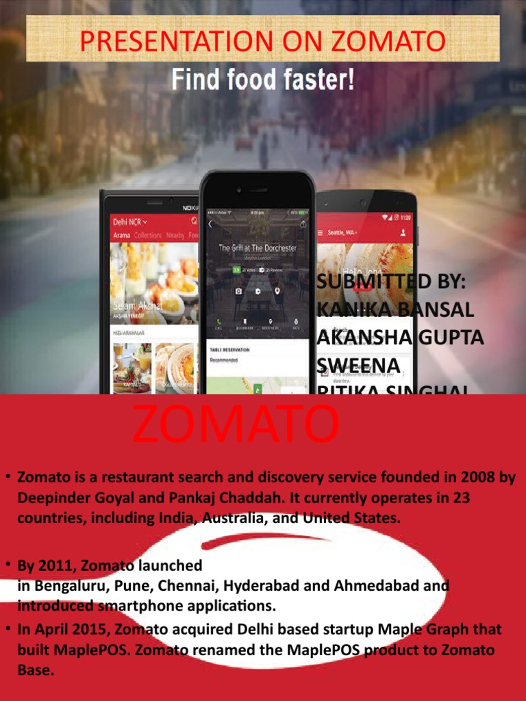 Presentation On Zomato: Submitted By: Kanika Bansal Akansha Gupta ...