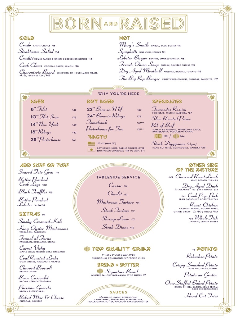 Born & Raised Menu | Scotch Whisky | Barrel