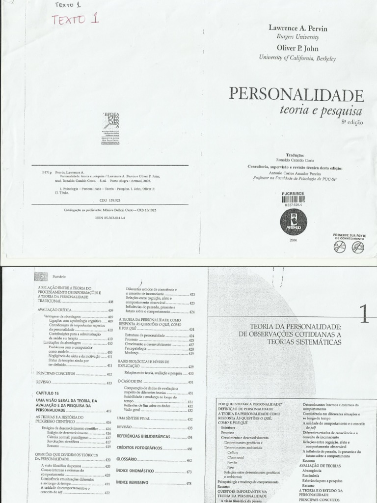 Teoria Da Personalidade - Lawrence A. Pervin, Oliver P. John PDF | PDF