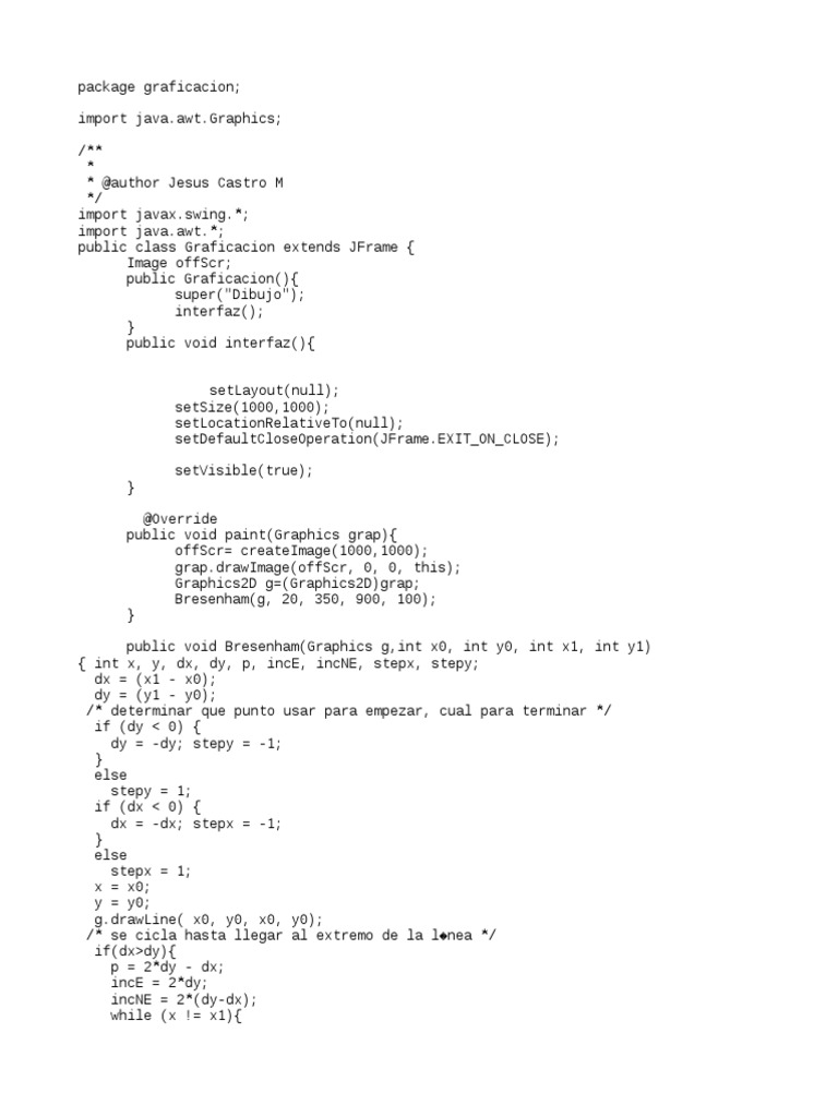Algoritmo Bresenham (JAVA) | PDF
