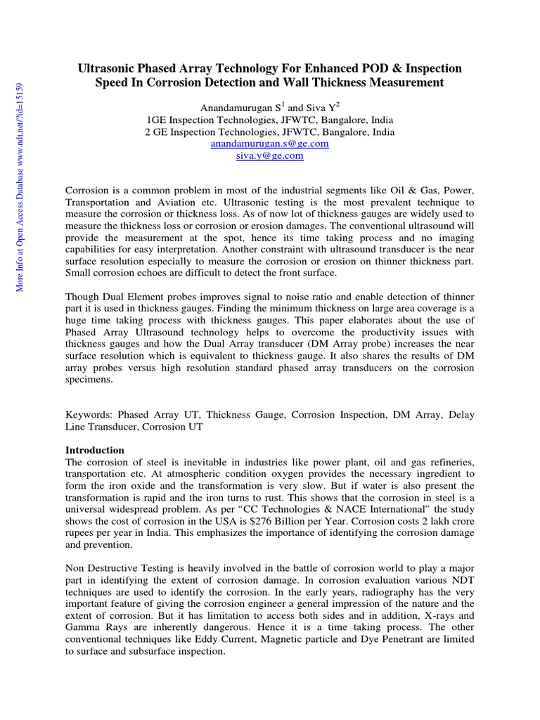 Ultrasonic Phased Array Technology For Enhanced POD & Inspection Speed ...