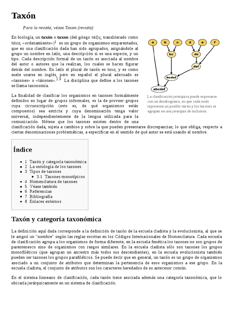 Taxón | PDF | Taxón | Taxonomía (biología)