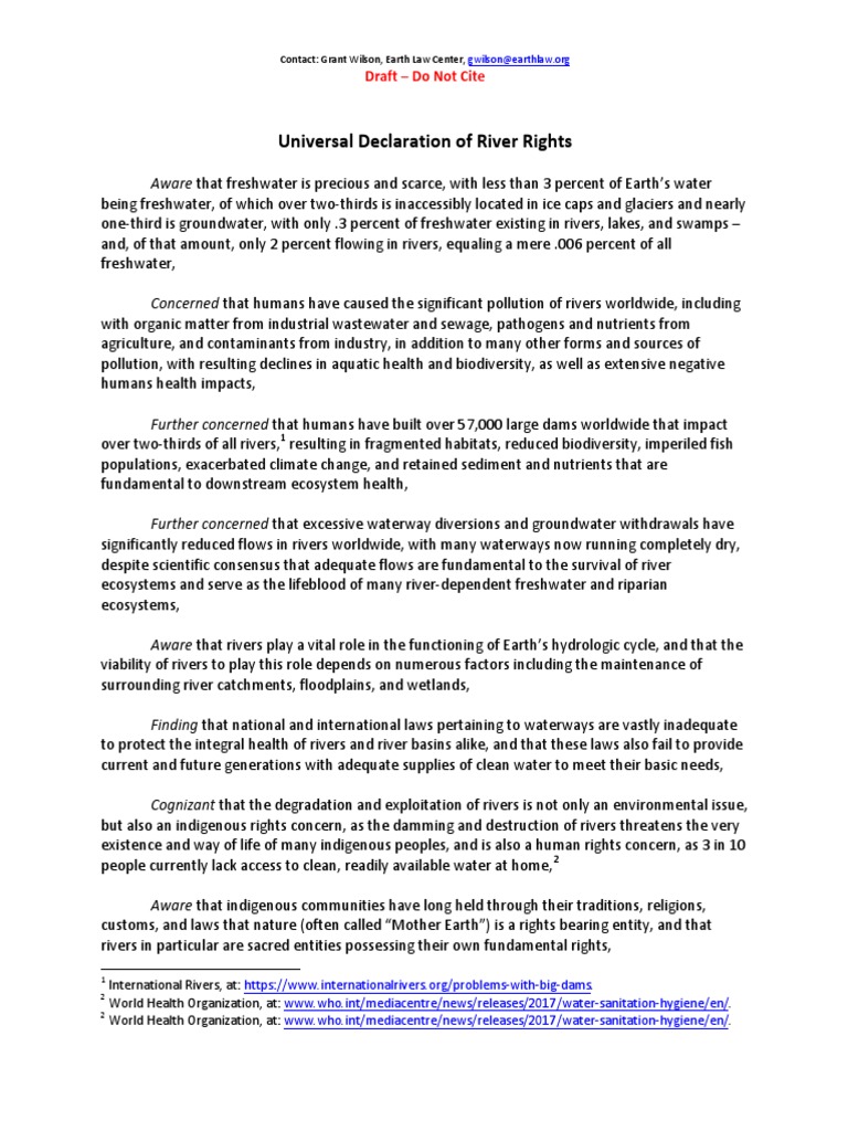 Universal Declaration of River Rights (Draft - Do Not Cite) - Aug 2017 ...