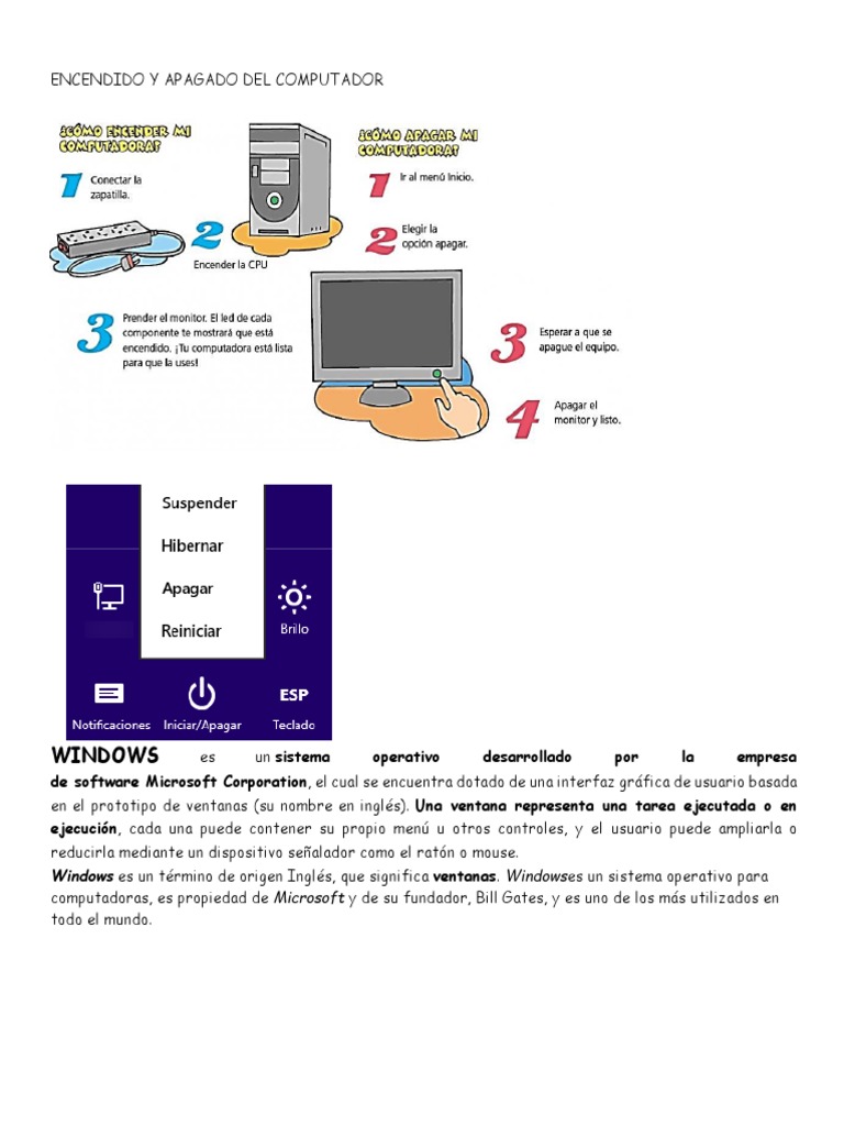 Encendido y Apagado Del Computador | HTML | Microsoft Windows