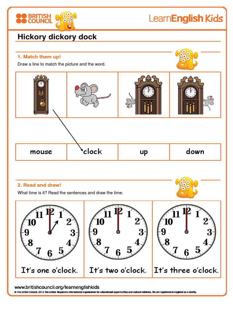 Songs Hickory Dickory Dock Worksheet Final 2012-10-18 | PDF | Foreign ...