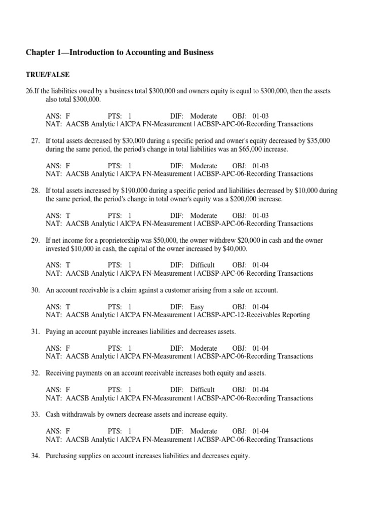 Chapter 1 - True or False Part 2 | PDF | Equity (Finance) | Expense