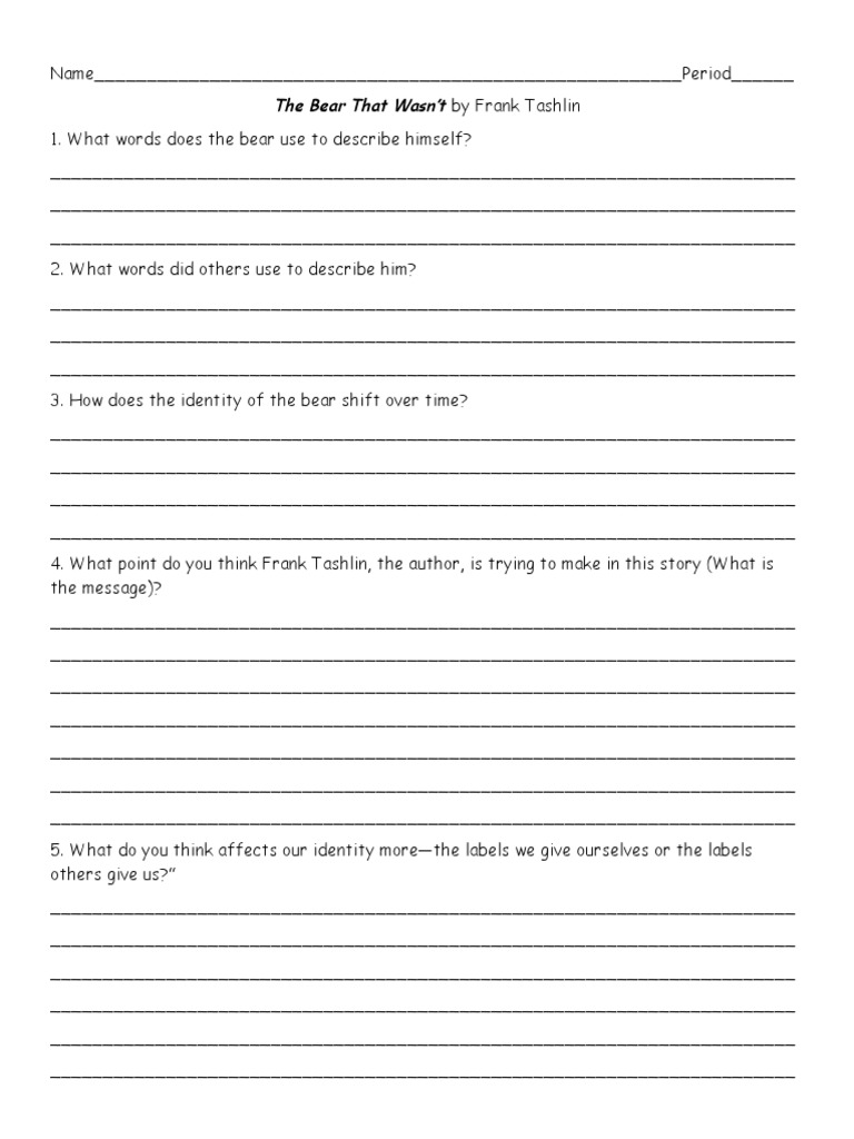 Exploring Identity in "The Bear That Wasn't" | PDF