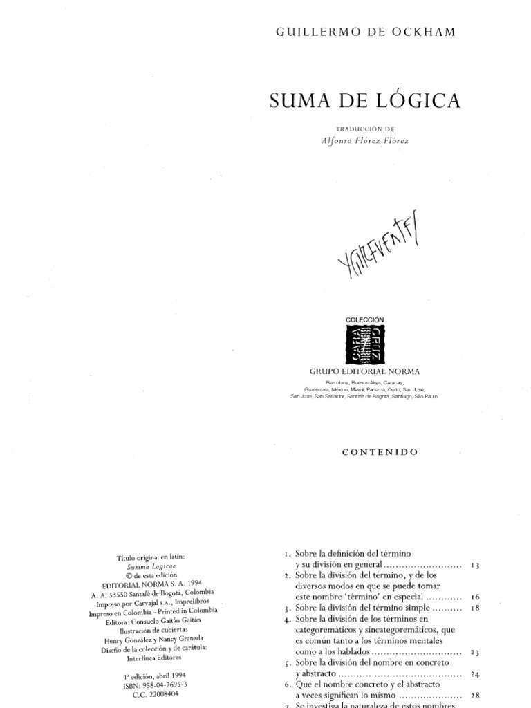Ockham - Suma de Lógica | PDF | Verbo | Oración (Lingüística)