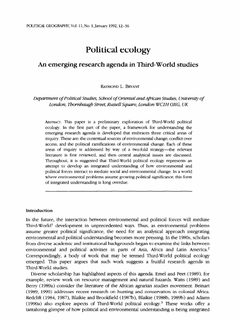 Third-World Political Ecology Framework | PDF | Reductionism | Ecology