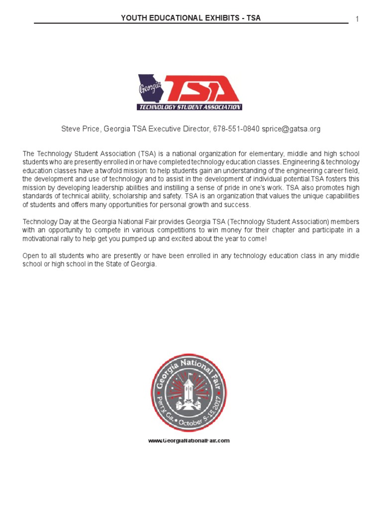 Georgia TSA Youth Exhibits Overview | PDF | Vehicles | Menu